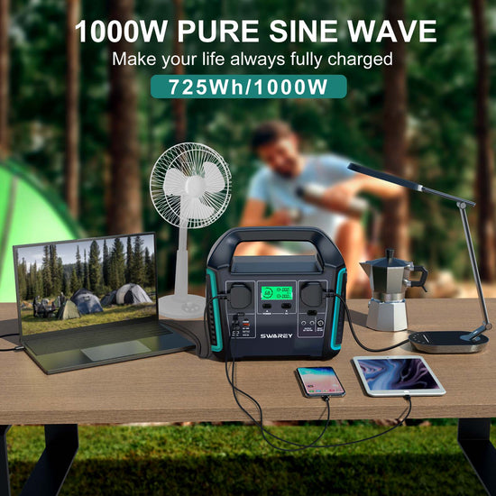 SWAREY Portable Power Station S1000, 725Wh Lithium-ion Battery Solar G ...